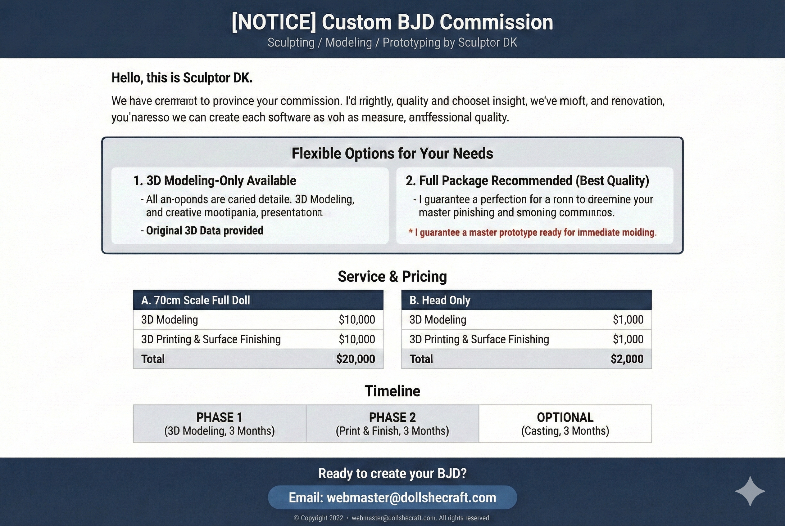 [NOTICE] Custom BJD Sculpting & 3D Modeling Commission (Flexible ...